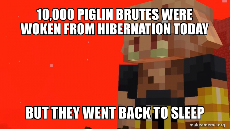 10,000 piglin brutes were woken from hibernation today but they went ...