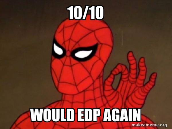 10/10 Would EDP again - Spiderman - Care factor Zero Meme Generator