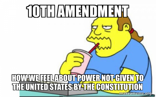 10th Amendment How we feel about power not given to the United States ...