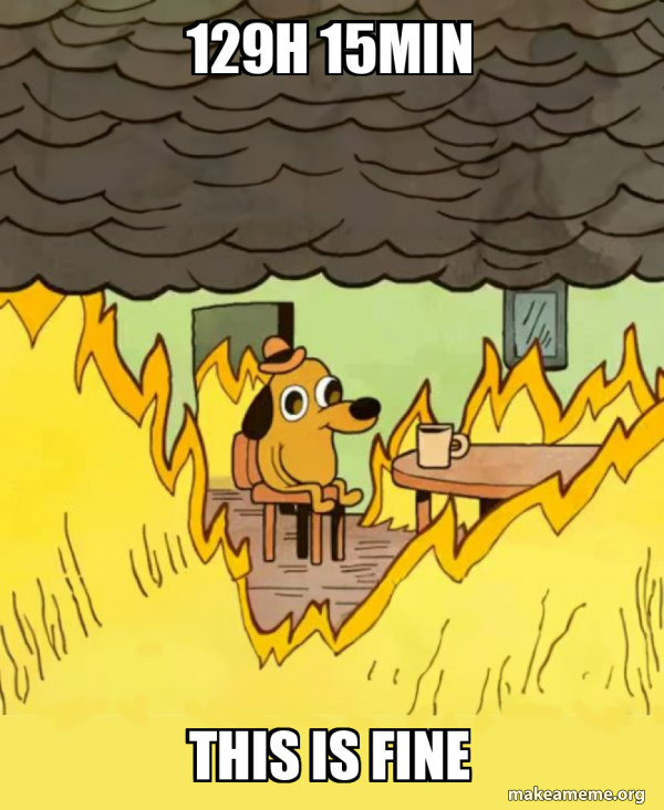 129h 15min This is Fine - This Is Fine Meme Generator