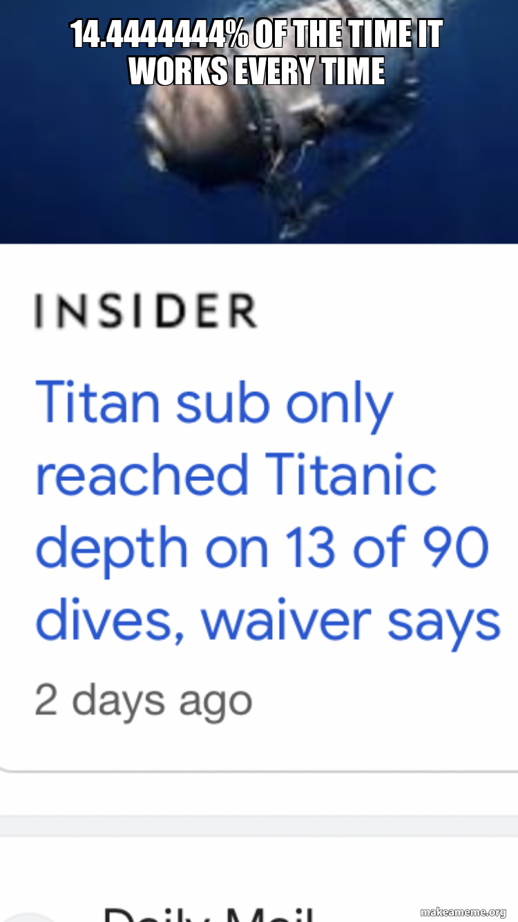 14.4444444% of the time it works every time Meme Generator