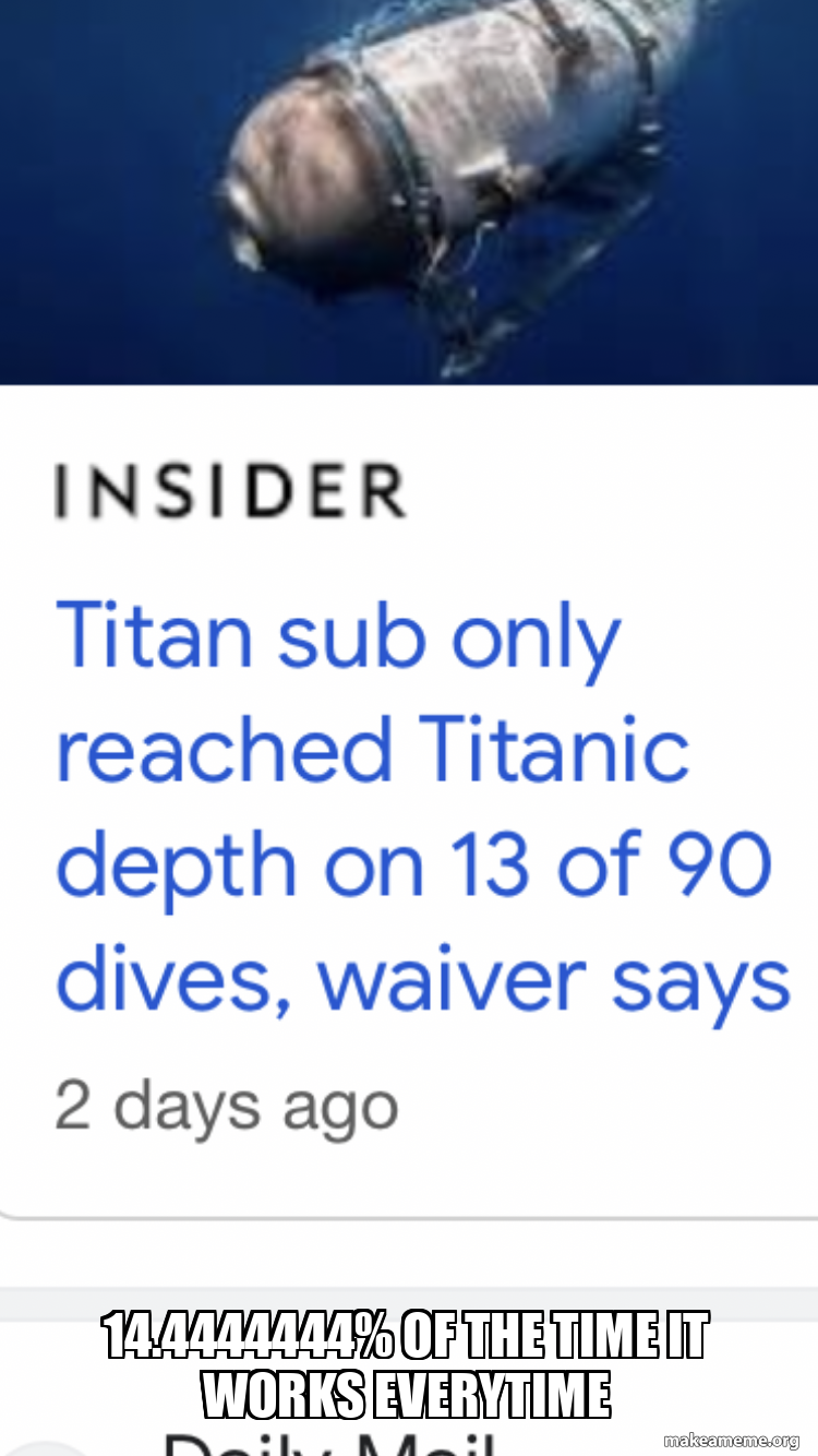 14.4444444% of the time it works everytime Meme Generator