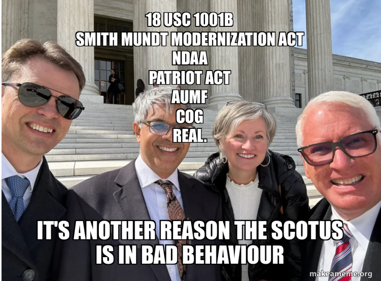 18 USC 1001b smith mundt modernization act ndaa patriot act aumf cog ...