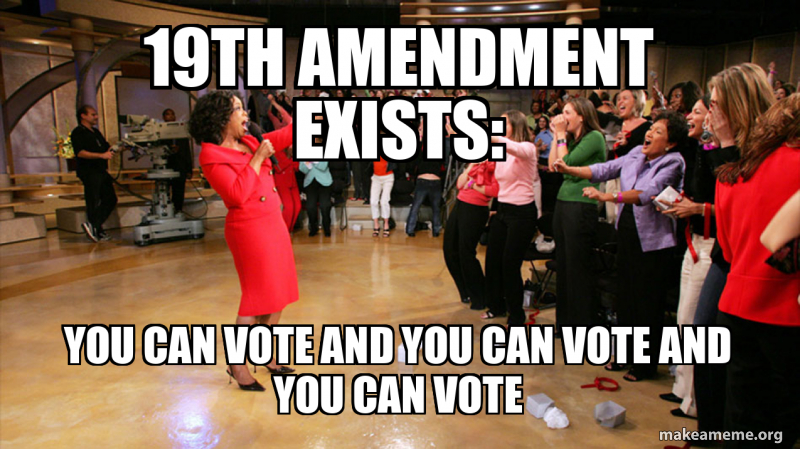 19th Amendment Exists: You Can vote and You can vote and you can vote ...