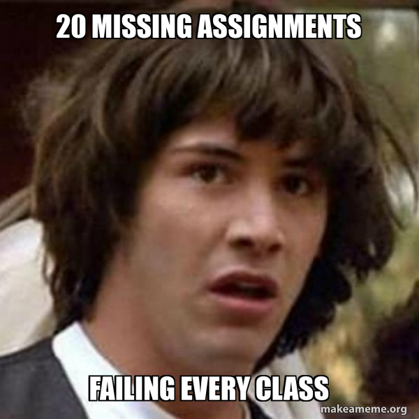20 missing assignments failing every class - Conspiracy Keanu Meme ...