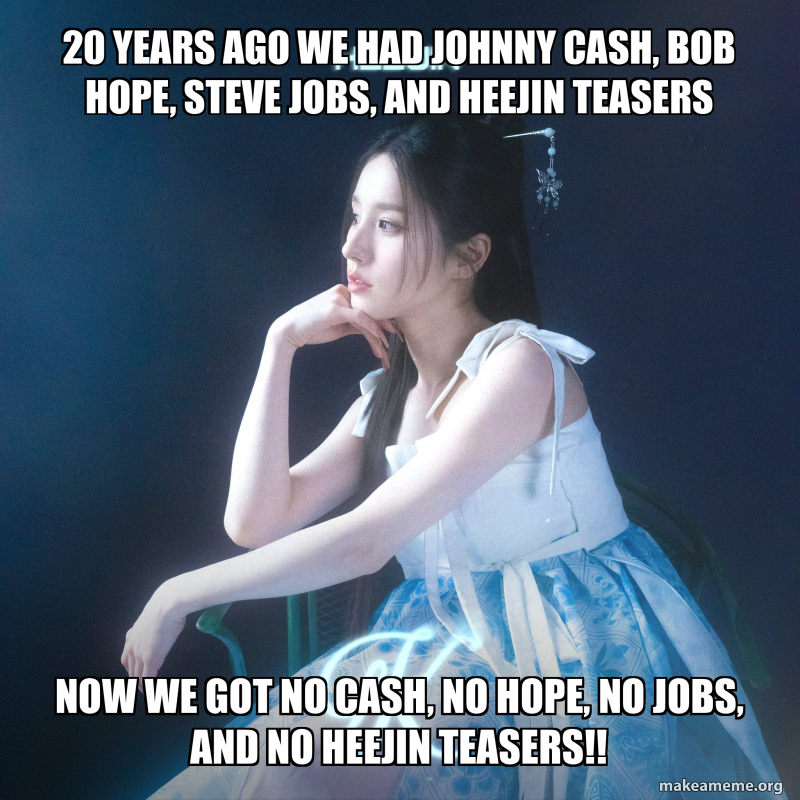 20 Years ago we had johnny cash, bob hope, steve jobs, and heejin ...