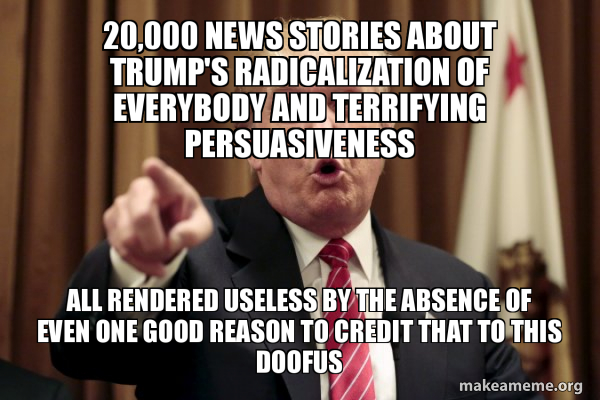 20,000 news stories about trump's radicalization of everybody and ...