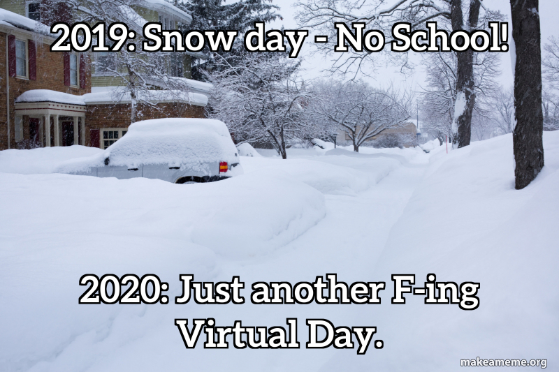 2019: Snow day - No School! 2020: Just another F-ing Virtual Day. Meme ...