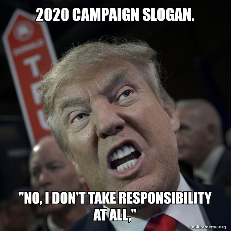 2020 campaign slogan. "No, I don't take responsibility at all," Meme ...