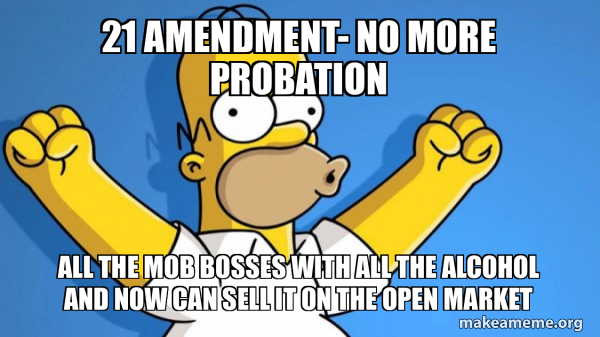 21 Amendment- No more probation All the mob bosses with all the alcohol ...