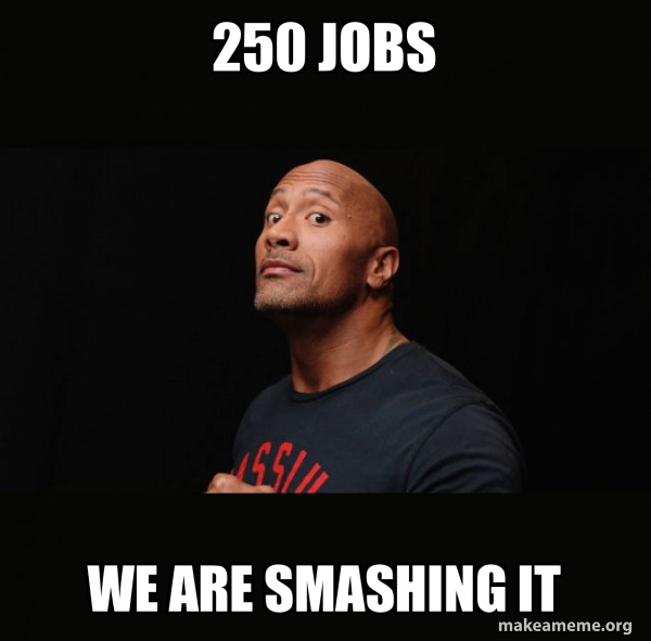 250 Jobs We are smashing it - Dwayne Johnson (The Rock) Meme Generator