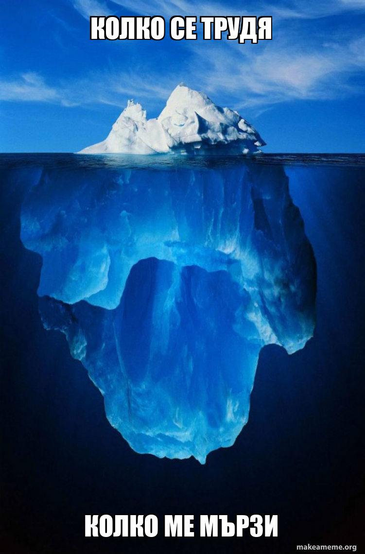 Колко се трудя Колко ме мързи - Iceberg Meme Generator