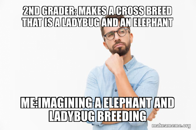 2nd grader: makes a cross breed that is a ladybug and an elephant Me ...
