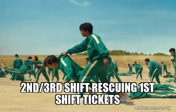 2nd/3rd shift rescuing 1st shift tickets - Squid Game Ali Holding Seong ...