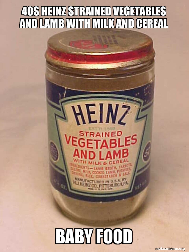 40s heinz strained vegetables and lamb with milk and cereal baby food ...