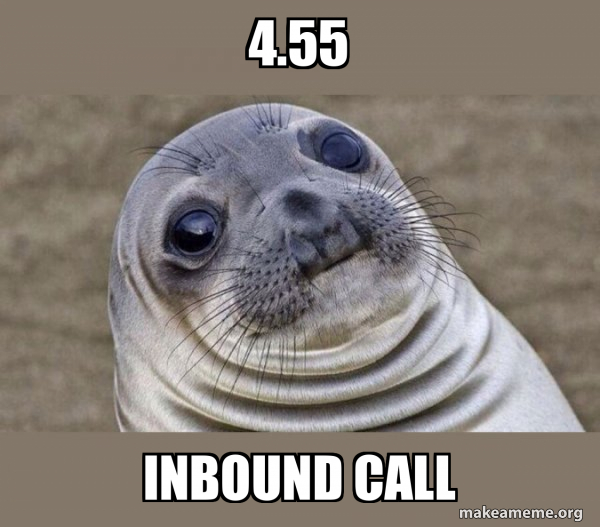 4.55 INBOUND CALL - Squeamish Seal Meme Generator