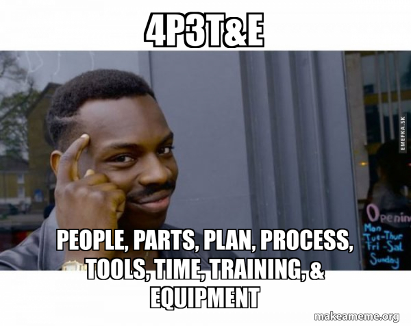 4P3T&E People, parts, plan, process, tools, time, training, & equipment ...