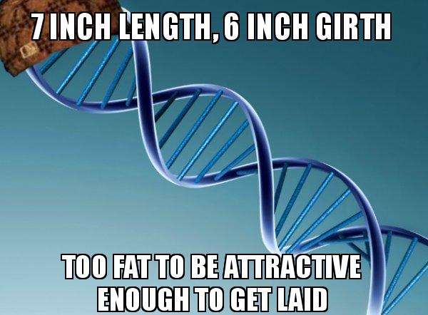 7 inch length, 6 inch girth too fat to be attractive enough to get laid ...