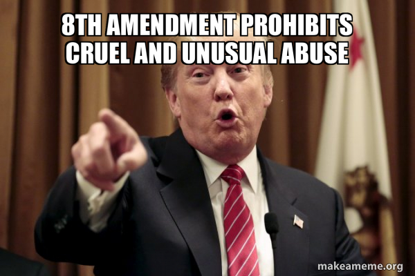 8th amendment prohibits cruel and unusual abuse - Donald Trump Says ...