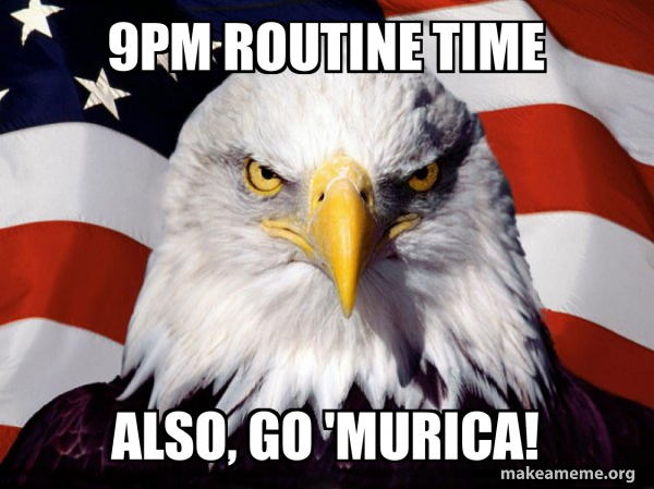9pm routine time Also, go 'Murica! - American Pride Eagle Meme Generator