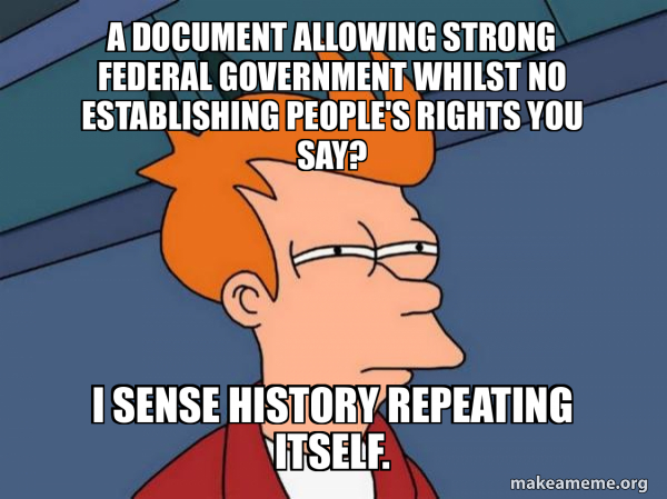 A document allowing strong federal government whilst no establishing ...
