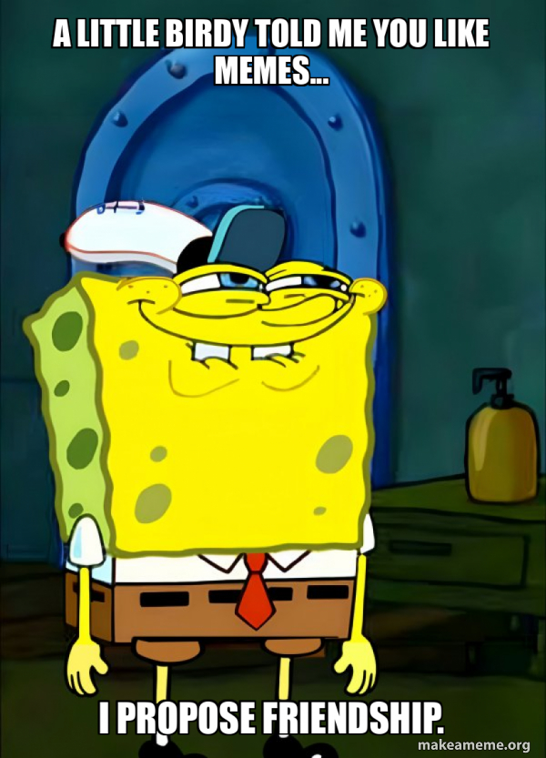 A little birdy told me you like memes... I propose friendship ...