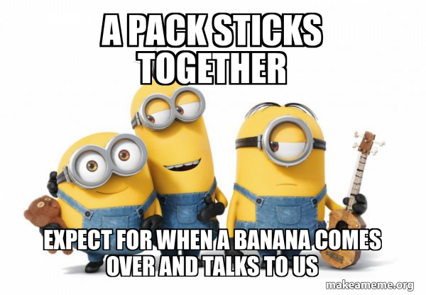 a pack sticks together expect for when a banana comes over and talks to ...