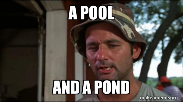 A pool and a pond - Bill Murry Caddyshack (So I got that going for me ...