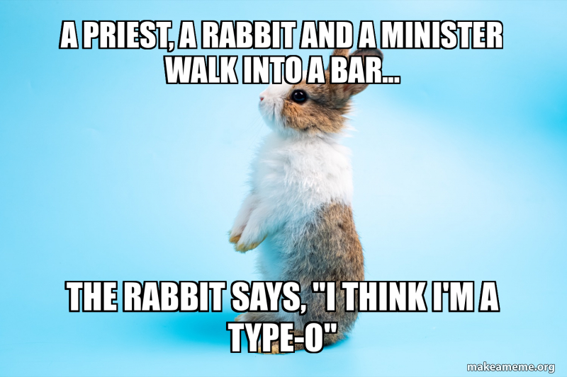 A priest, a rabbit and a minister walk into a bar... The rabbit says ...