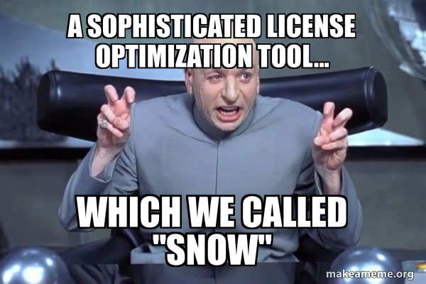 A SOPHISTICATED LICENSE OPTIMIZATION TOOL... WHICH WE CALLED "SNOW ...
