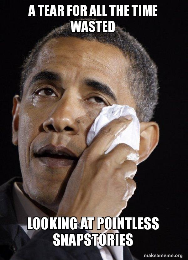a tear for all the time wasted looking at pointless snapstories ...