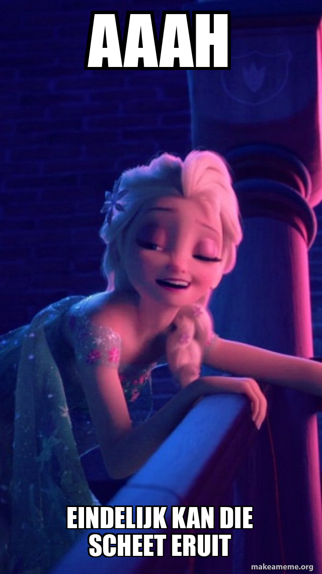 aaah eindelijk kan die scheet eruit - Drunk Elsa Meme Generator