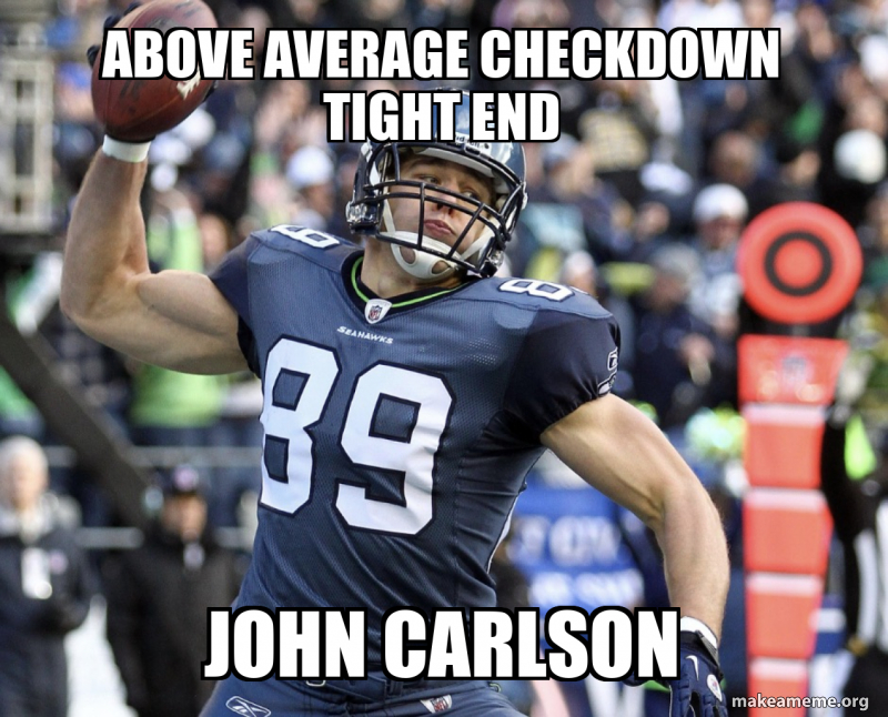 above average checkdown tight end john carlson Meme Generator