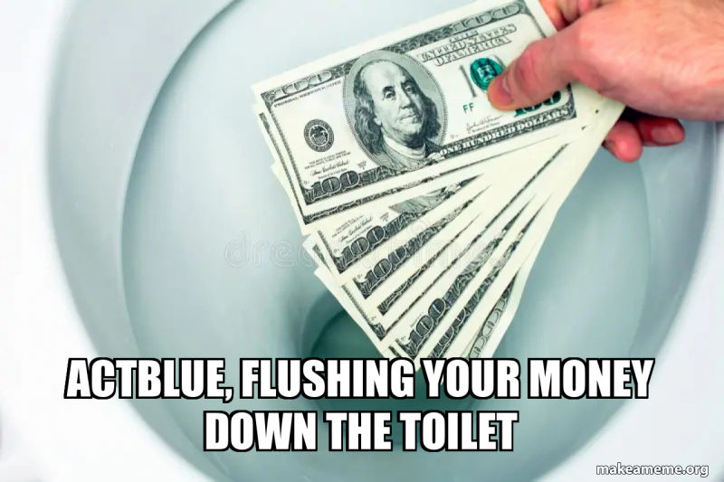 actblue, flushing your money down the toilet Meme Generator