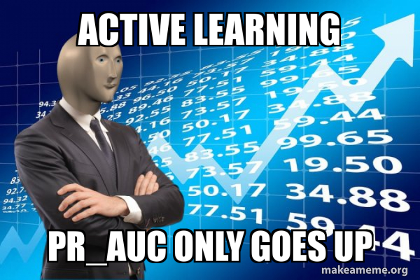 Active Learning PR_AUC only goes up - Stonks Only Go Up Meme Generator