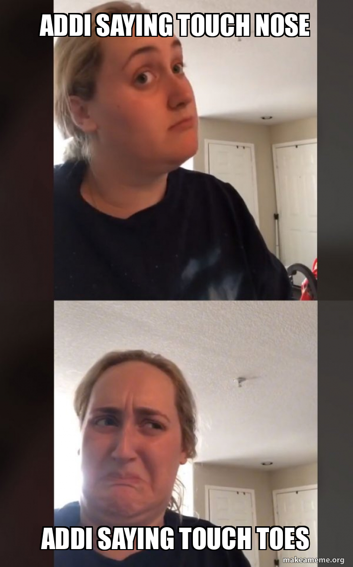 Addi saying touch nose Addi saying touch toes - Kombucha Girl Meme ...