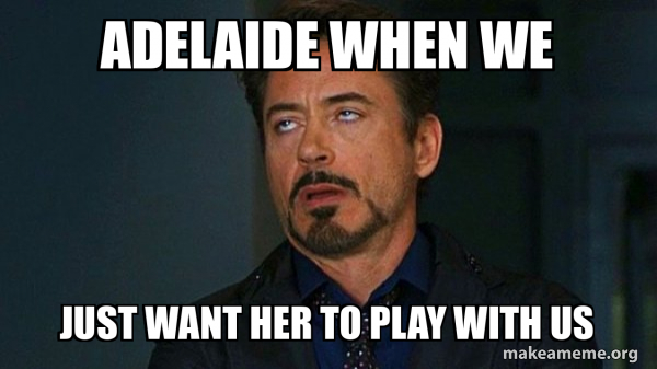 Adelaide when we just want her to play with us - Tony Stark Eye Roll ...