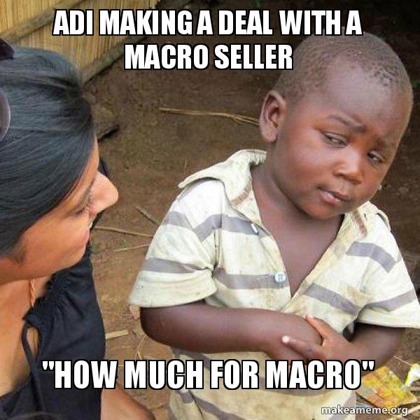 Adi making a deal with a macro seller "How much for macro" - Skeptical ...