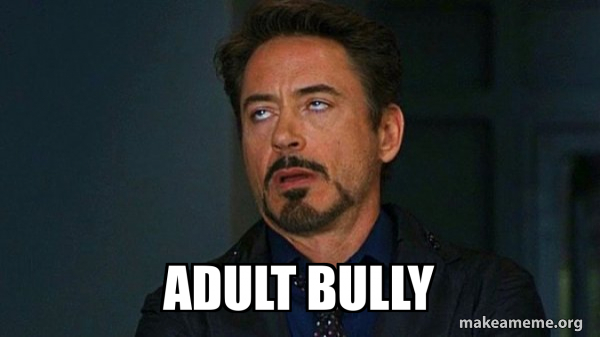 Adult Bully - Tony Stark Eye Roll Meme Generator