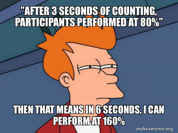 "After 3 seconds of counting, participants performed at 80%" Then that ...