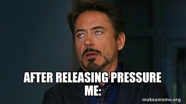 after releasing pressure me: - Tony Stark Eye Roll Meme Generator