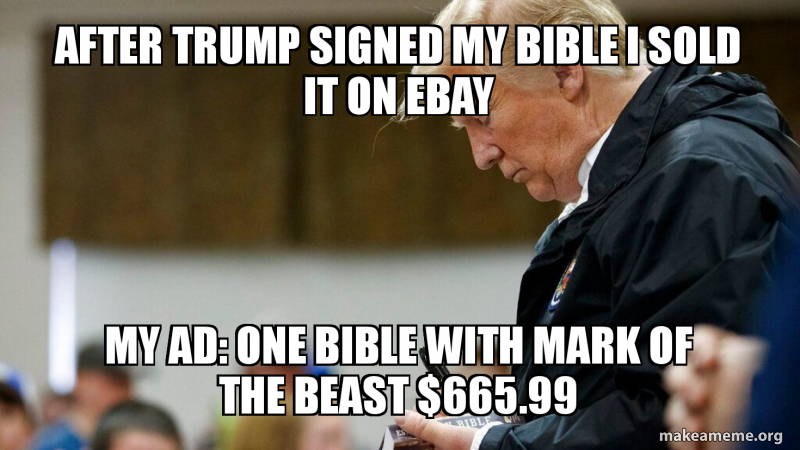 After trump signed my bible I sold it on ebay My Ad: One bible with ...
