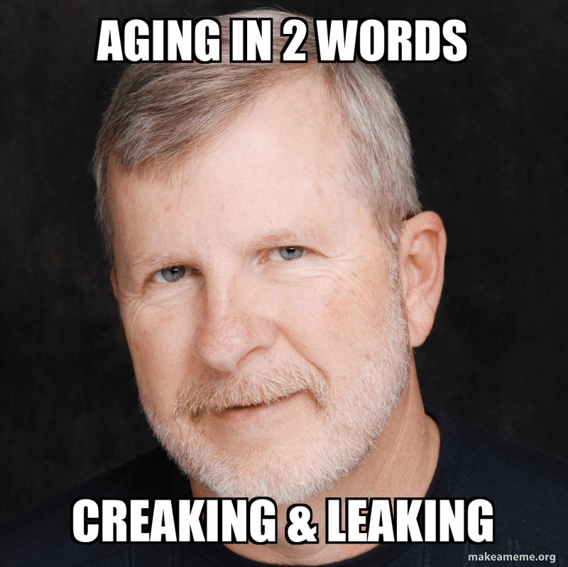 Aging in 2 words Creaking & Leaking Meme Generator