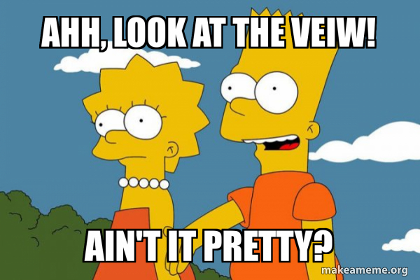 Ahh, look at the Veiw! Ain't it pretty? - Bart and Lisa Chat Meme Generator