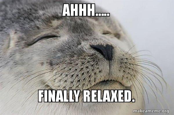 Ahhh..... Finally relaxed. - Satisfied Seal Meme Generator