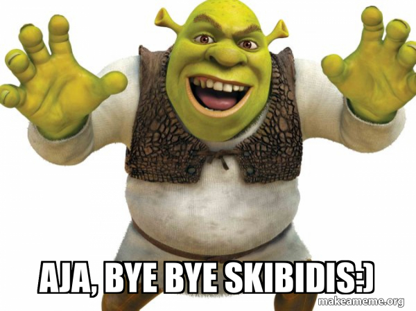 AJA, BYE BYE SKIBIDIS:) - Shrek Meme Generator