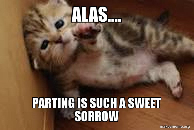 Alas.... Parting is such a sweet sorrow Meme Generator