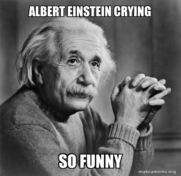Albert Einstein crying So funny - Serious Albert Einstein Meme Generator