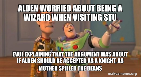 ALden worried about being a wizard when visiting Stu Evul explaining ...
