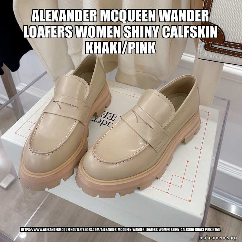 Alexander Mcqueen Wander Loafers Women Shiny Calfskin Khaki/Pink https ...
